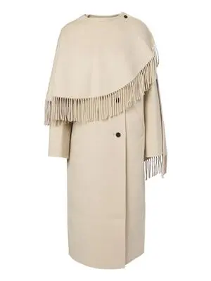 RÓHE Fringed Caped Alpaca And Wool Coat - Beige