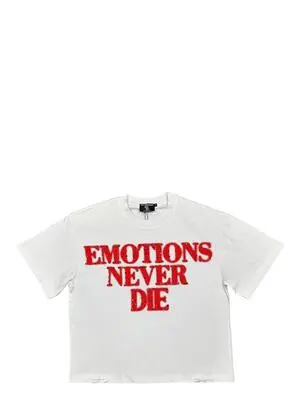 Mixed Emotion Rhinestone Tee Shirt - White/red