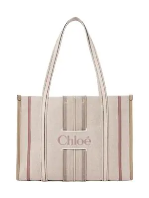 Chloé Chloé Woody Loop Tote Bag In Canvas Nude