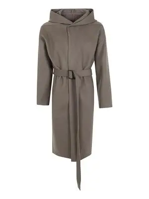 Rick Owens Long Belted Tower Coat - Gray