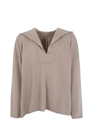 Rick Owens Sweatshirt Hooded "ls Kaftan Hip - Gray