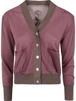 IN BED WITH YOU Sweater Color V Neck Cardigan - Multi