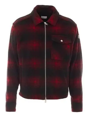 Moncler MONCLER Checked Jersey Zip Jacket Red