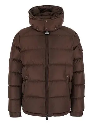 Moncler Moncler Men Brown Down Jacket 'Maya' With Removable Hood And Logo Patch On The Sleeve In Tech Fabric For Men Multicolor