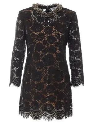 SELF-PORTRAIT Mini Lace Dress - Black