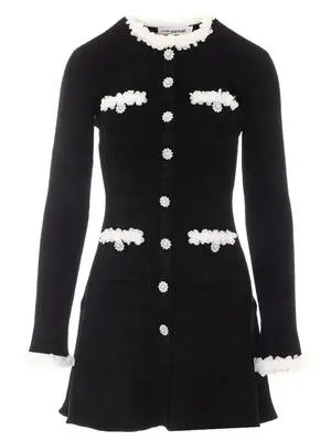 SELF-PORTRAIT Chenille Knit Mini Dress - Black