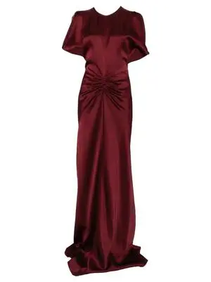 Victoria Beckham Ruched Maxi Dress - Red