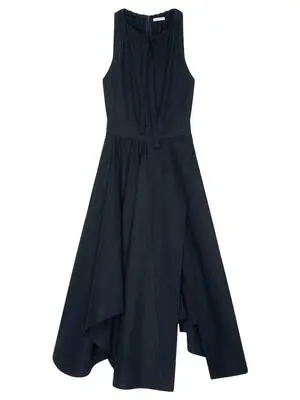 Givenchy Asymmetric Poplin Maxi Dress With Bow - Blue