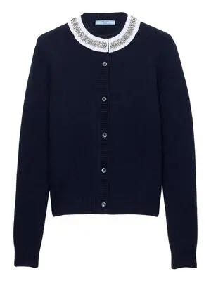 Prada Prada Wool And Cashmere Cardigan Blue