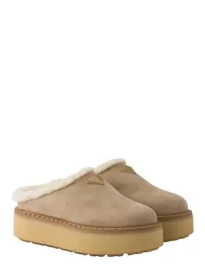 Prada Suede Slippers - Neutral