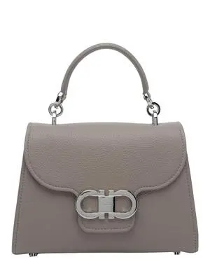 FERRAGAMO Top Handle Bag With Leather Strap - Gray
