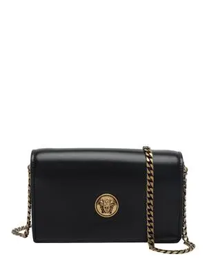 Versace Mini Embleme Lamb Leather Crossbody Bag - Gold