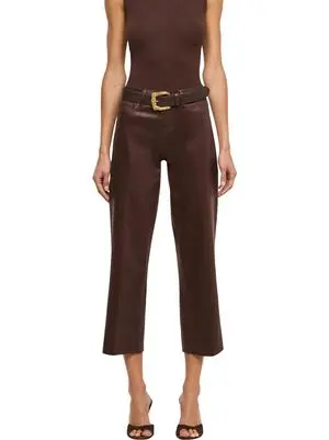 L'AGENCE Wanda Coated Cropped Wide-Leg Jean