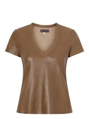 Stouls Gigi Leather T-shirt - Brown