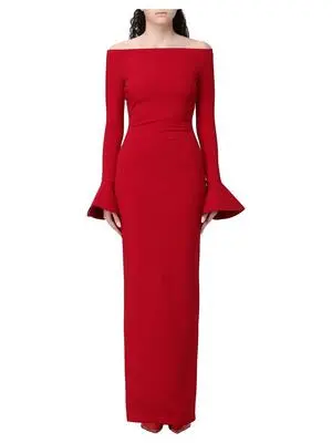 Solace London Long Criªpe Dress - Red