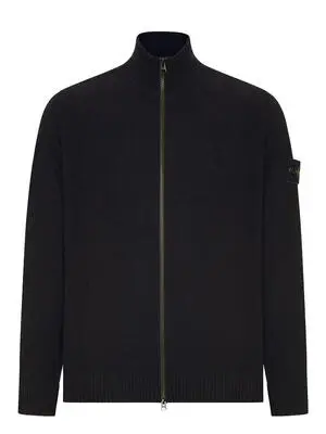 Stone Island Full Zip Wool Sweater - Black