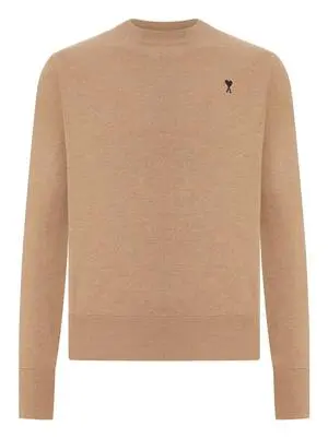 AMI Paris AMI PARIS Merino Wool Crewneck Sweater Brown