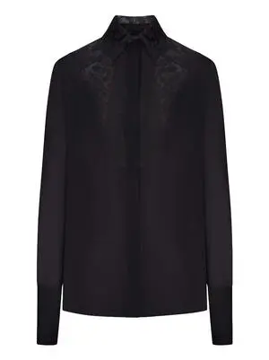 Fendi Georgette Shirt With Lace Inserts - Black