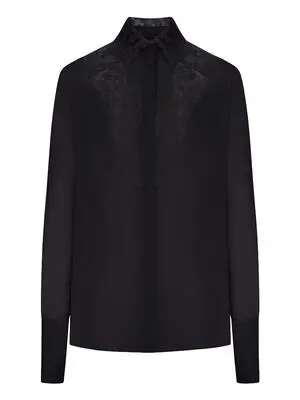 Fendi Georgette Shirt With Lace Inserts - Black