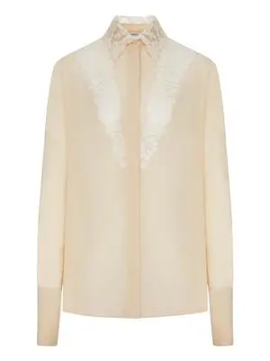 Fendi Georgette Shirt With Lace Inserts - Multicolor