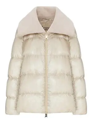 Herno Glossy Padded Down Jacket With Fur Collar - Multicolor