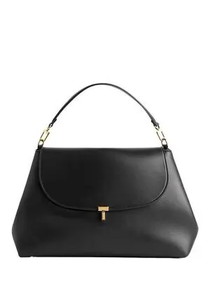 TOTEME T-lock Leather Shoulder Bag - Black