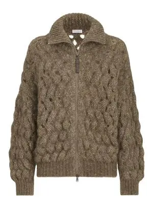 Brunello Cucinelli Cardigan Dazzling Zigzag Cables In Mohair E Lana - Multicolor
