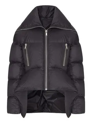 Rick Owens Short Nylon Down Jacket With Wide Collar - Black