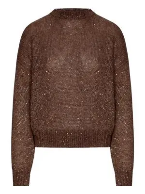 Brunello Cucinelli Lurex Yarn Sequined Sweater - Brown