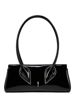 CHRISTIAN LOUBOUTIN Venus Baguette Patent-leather Shoulder Bag - Black