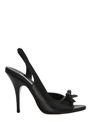 Steve Madden Flounce Satin Heeled Sandals - Black