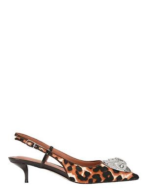 Kurt Geiger Belsize Eagle-embellished Leather Heeled Slingbacks - Camel/oth