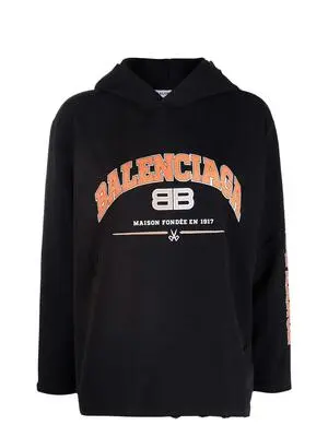 Balenciaga Maison Cropped Hoodie /orange/white - Black