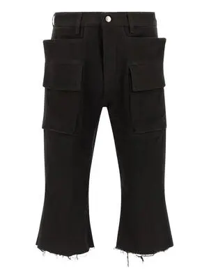 Rick Owens Denim Cargo Bolan Cutoff Pants - Black
