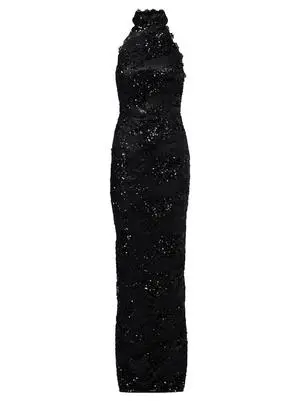 Rebecca Vallance Beau Sequined Halterneck Gown - Black