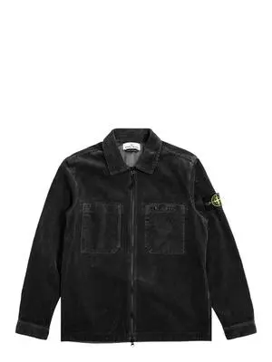 Stone Island Logo Patch Corduroy Overshirt 'black' Black