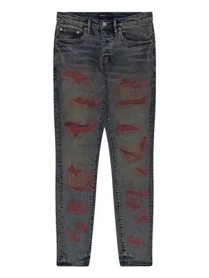 PURPLE BRAND Weft Blowout Jeans 'mid Indigo/red - Blue