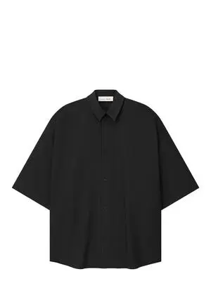 Fear Of God Silk Blend 3/4 Sleeve Button Up Shirt 'vintage - Black
