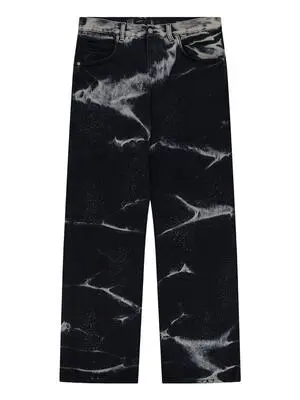PURPLE BRAND Marble Coated Baggy Fit Jeans - Black