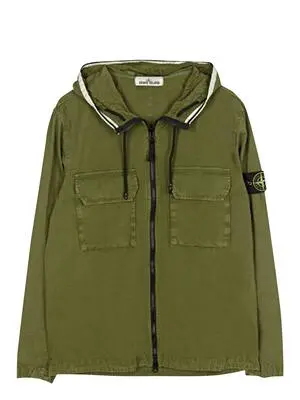 Stone Island Garment Dyed Hooded Shirt Jacket 'olive - Green