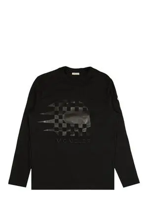 MONCLER Check Logo Long-sleeve T-shirt 'black'