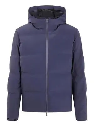 Herno Short Down Jacket New Impact With Hood - Blue
