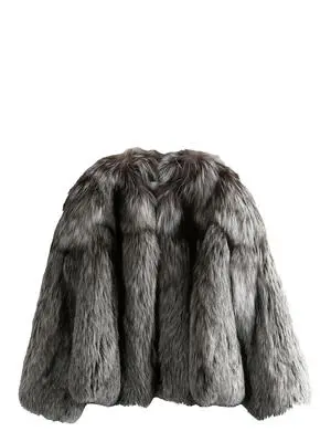 YVES SALOMON YVES SALOMON Short Faux Fur Jacket Metallic