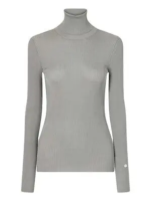 Stella McCartney Shiny Ribbed Turtleneck Sweater - Silver
