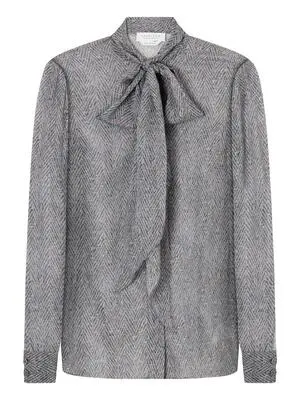 Gabriela Hearst Shildon Printed Silk-satin Blouse - Gray