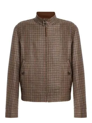 Gabriela Hearst Graham Jacket In Wool Silk Houndstooth - Camel Multi