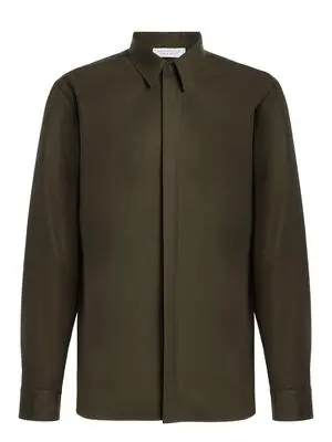 Gabriela Hearst Abbe Shirt In Wool Cashmere Flannel - Olive