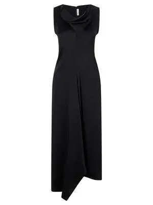 Victoria Beckham Draped Satin Midi Dress - Black