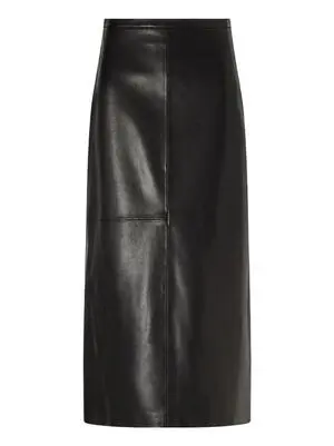 Nour Hammour Alana Paneled Leather Midi Skirt - Black