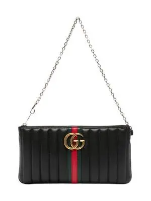 Gucci Gg Marmont Leather Pouch - Black